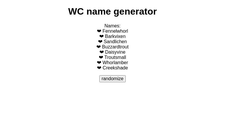WC name generator