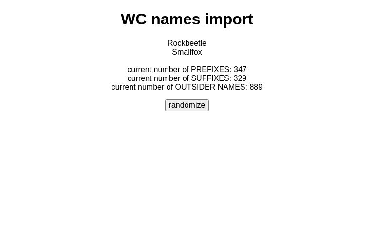 WC names import ― Perchance Generator