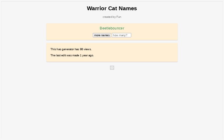 Warrior Cat Names ― Perchance Generator