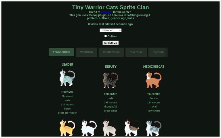 Tiny Warriors Clan ― Perchance Generator