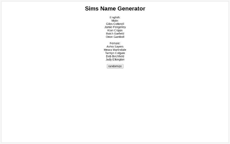 Sims Name Generator