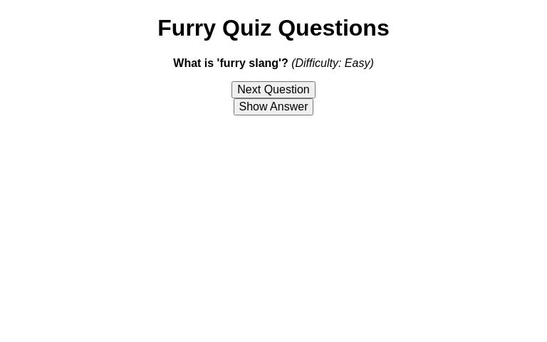 Furry Quiz Questions ― Perchance Generator