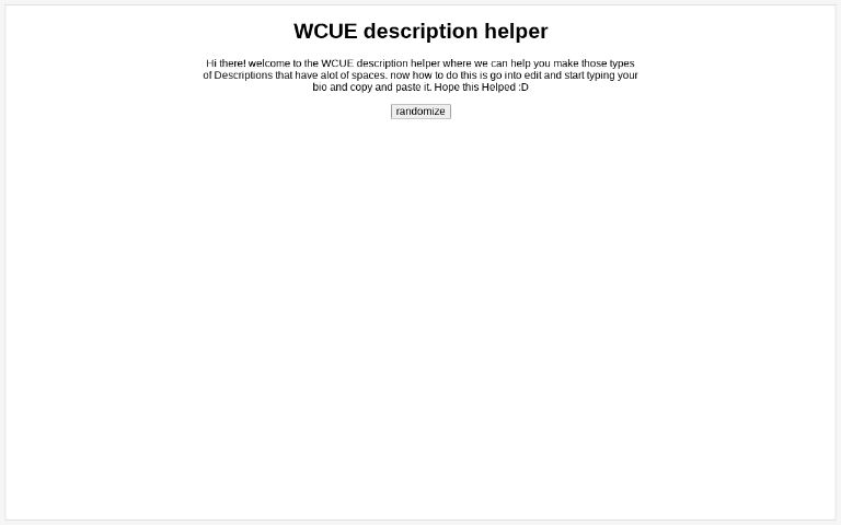 WCUE description helper ― Perchance Generator