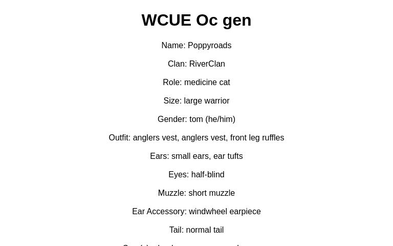 WCUE Oc gen