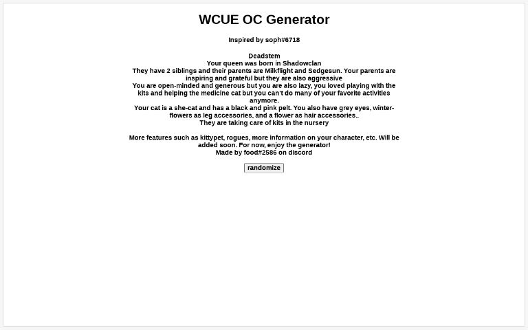 WCUE OC Generator