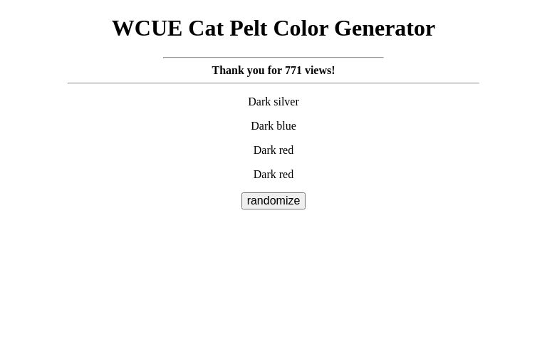 WCUE Cat Pelt Color Generator