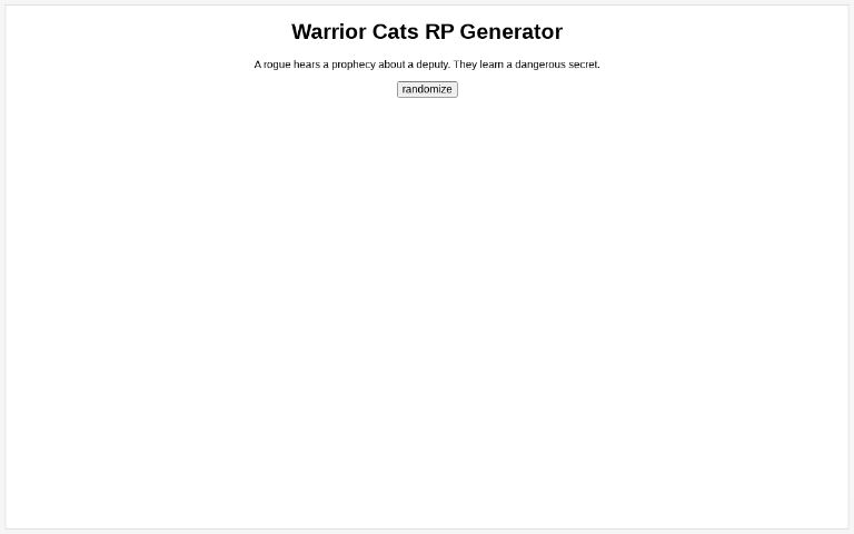 Warrior Cats RP Generator
