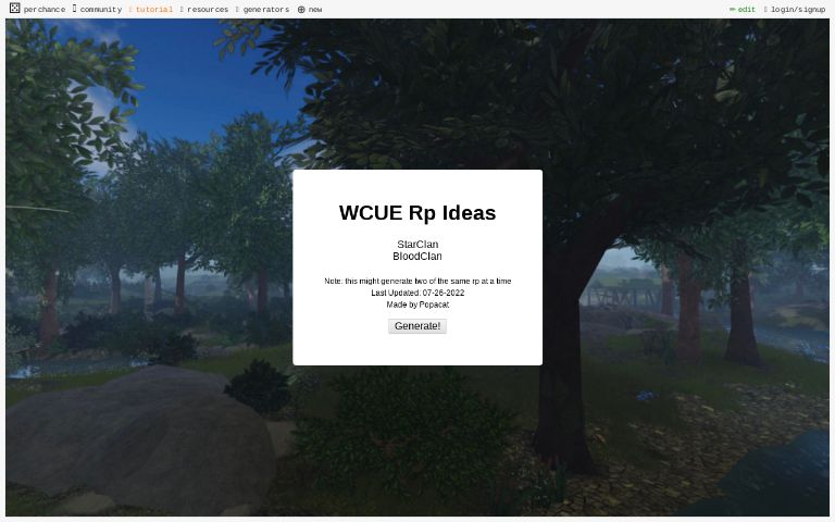 WCUE Rp Ideas ― Perchance Generator
