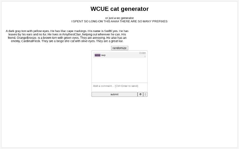 WCUE cat generator