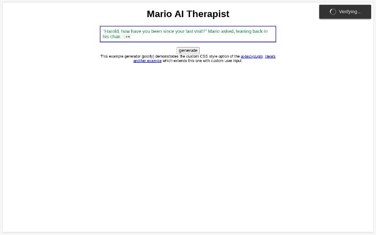 Mario AI Therapist ― Perchance Generator