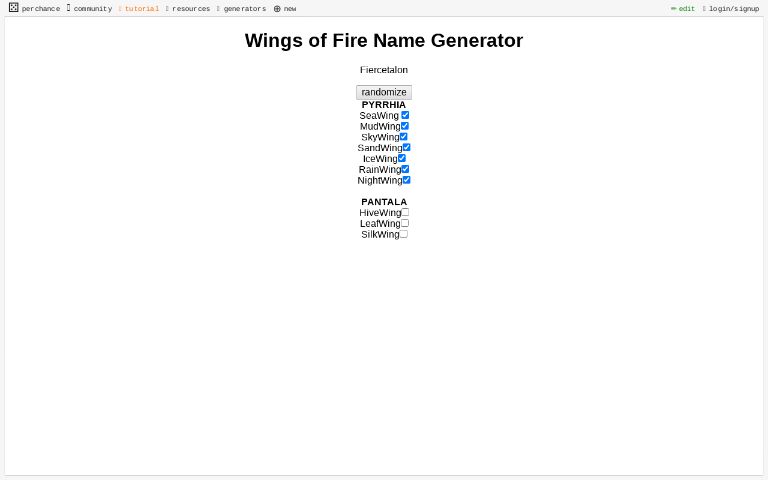 Wings of Fire Name Generator