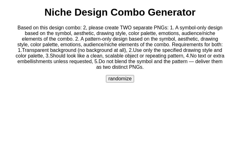 Niche Design Combo Generator