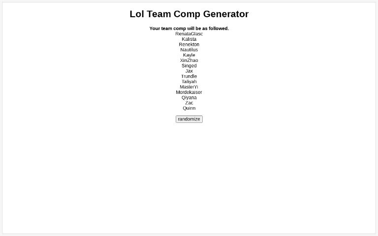 Lol Team Comp Generator
