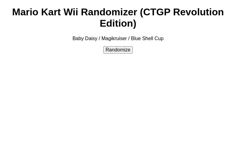 Mario Kart Wii Randomizer (CTGP Revolution Edition) ― Perchance Generator