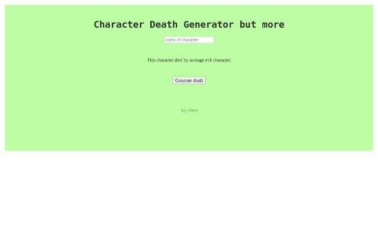 Character Death Generator but more