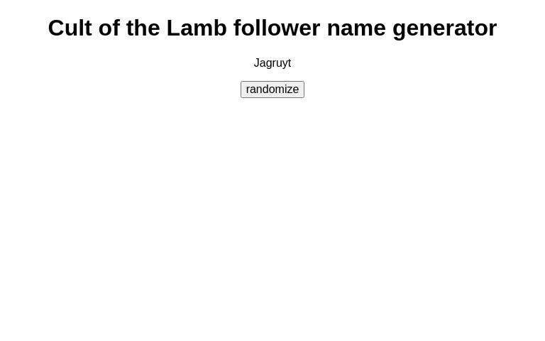 Cult of the Lamb follower name generator