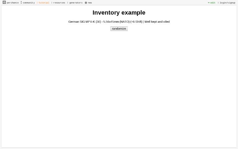 Inventory example ― Perchance Generator