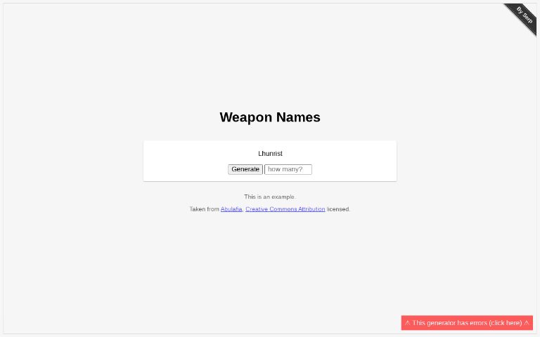 Weapon Names ― Perchance Generator