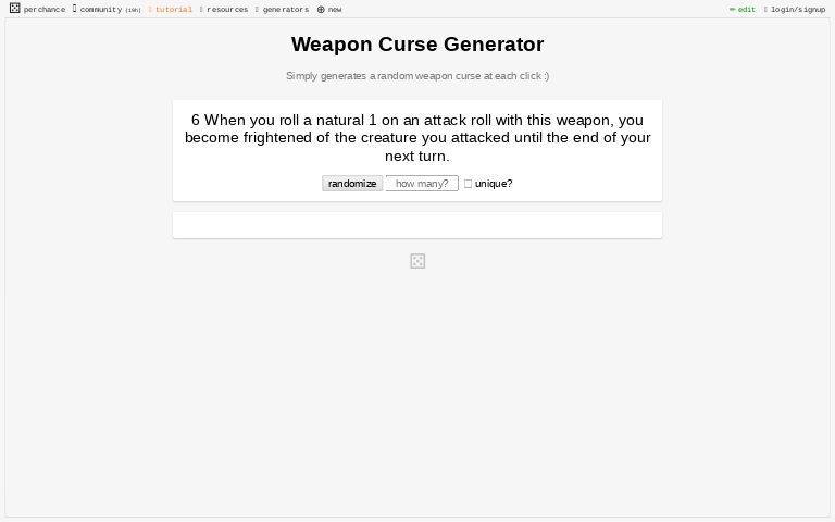 Weapon Curse Generator