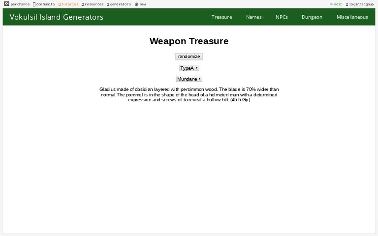Weapon Treasure ― Perchance Generator