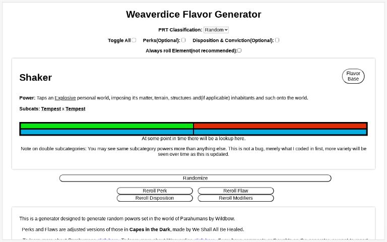 Weaverdice Flavor Generator