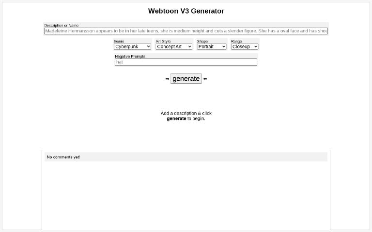 Webtoon V3 Generator