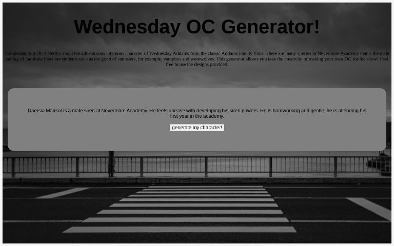 Wednesday OC Generator!