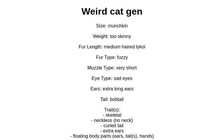 Weird cat gen