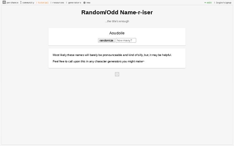 Random/Odd Name-r-iser ― Perchance Generator