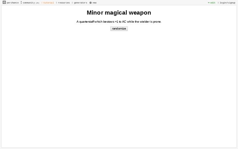 Minor magical weapon ― Perchance Generator