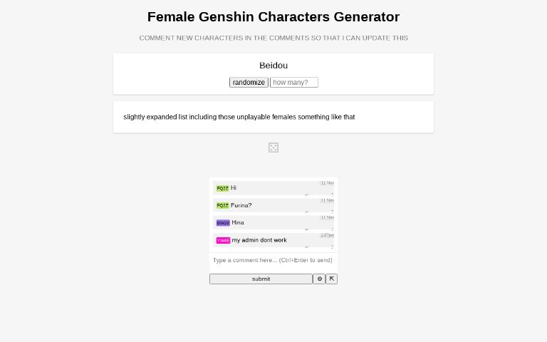 Female Genshin Characters Generator