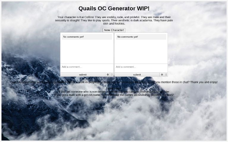 Quails OC Generator WIP!