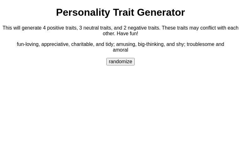 Personality Trait Generator