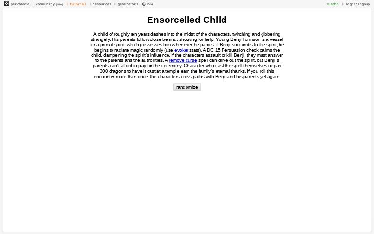 Ensorcelled Child ― Perchance Generator