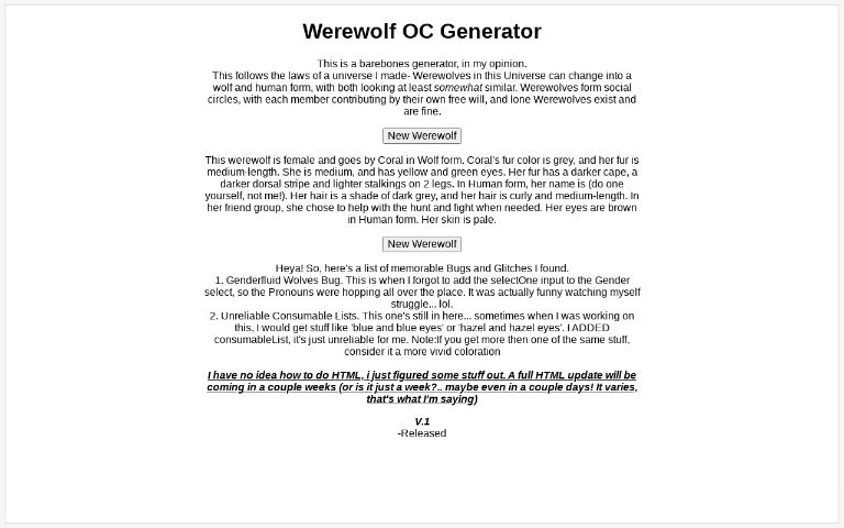 Werewolf OC Generator