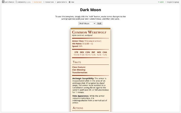 Dark Moon ― Perchance Generator