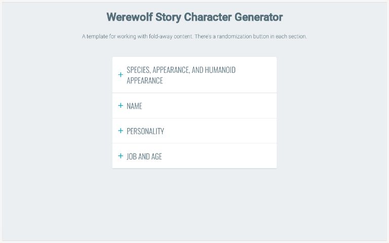 Werewolf Story Character Generator