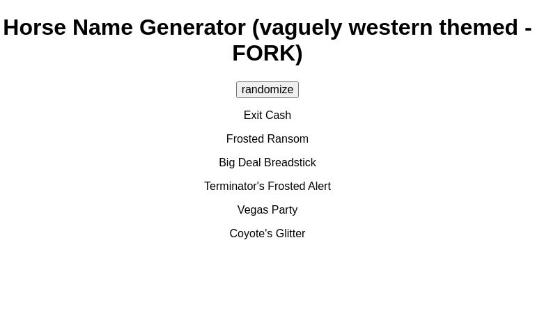 Horse Name Generator (vaguely western themed - FORK)