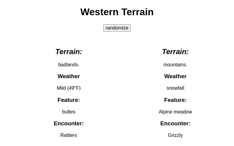 Western Terrain ― Perchance Generator