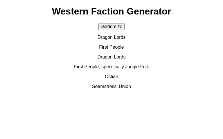 Western Faction Generator