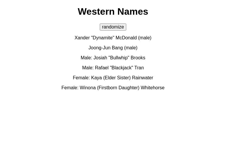 Western Names ― Perchance Generator