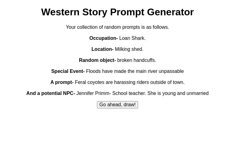Western Story Prompt Generator