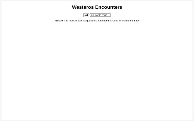 Westeros Encounters ― Perchance Generator