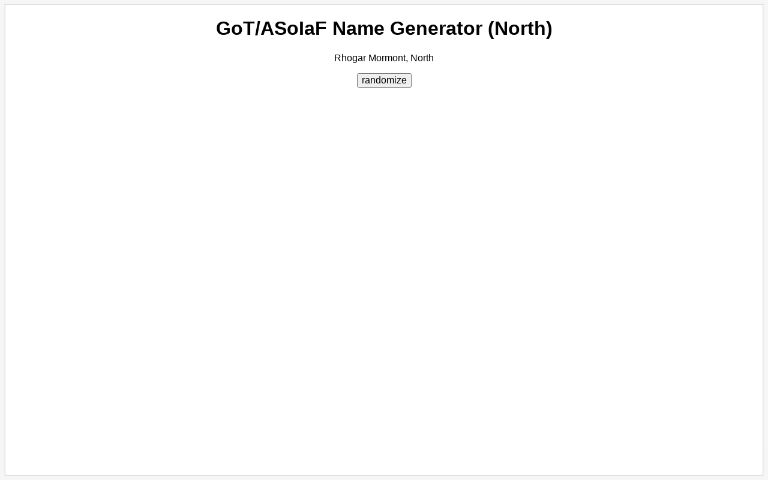 GoT/ASoIaF Name Generator (North)