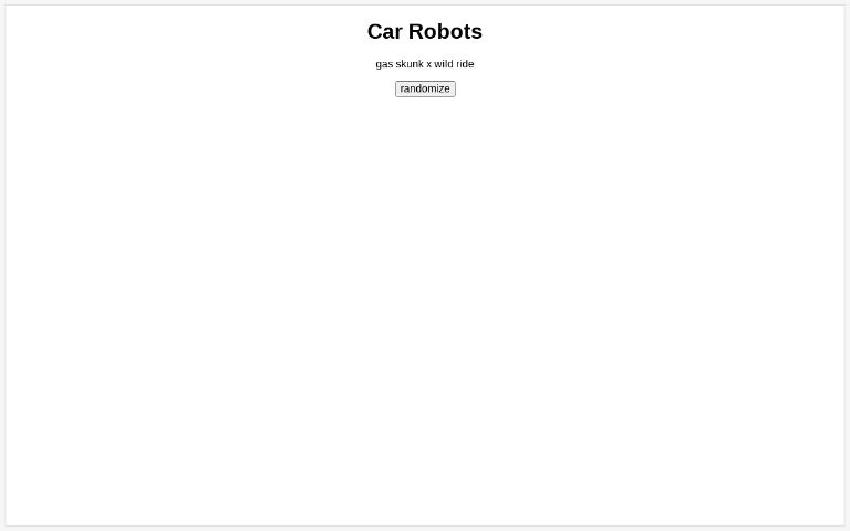 Car Robots ― Perchance Generator