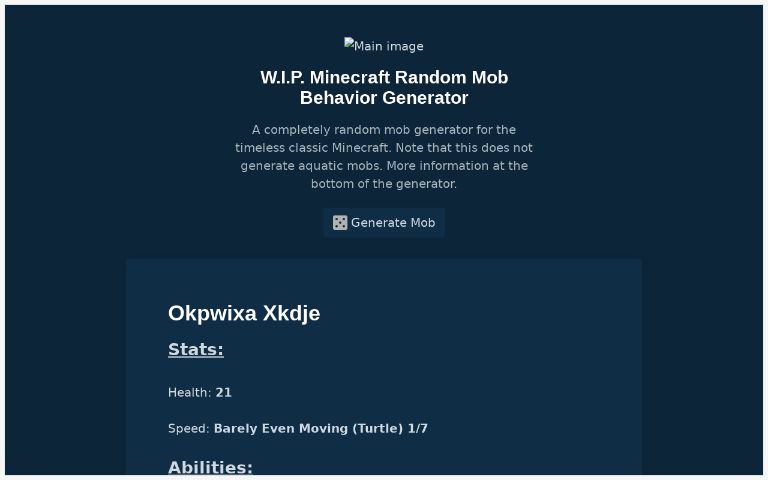 W.I.P. Minecraft Random Mob Behavior Generator