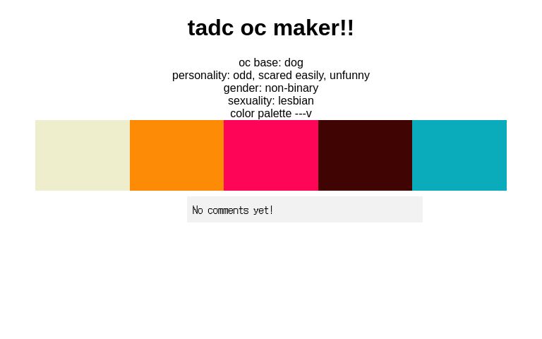 tadc oc maker!! ― Perchance Generator