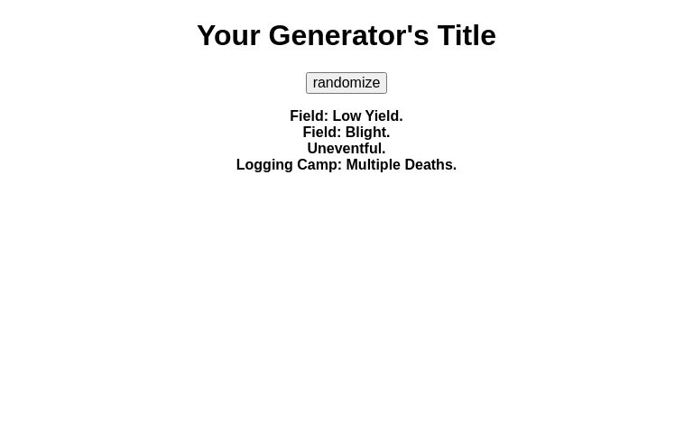 Wfrp Town ― Perchance Generator