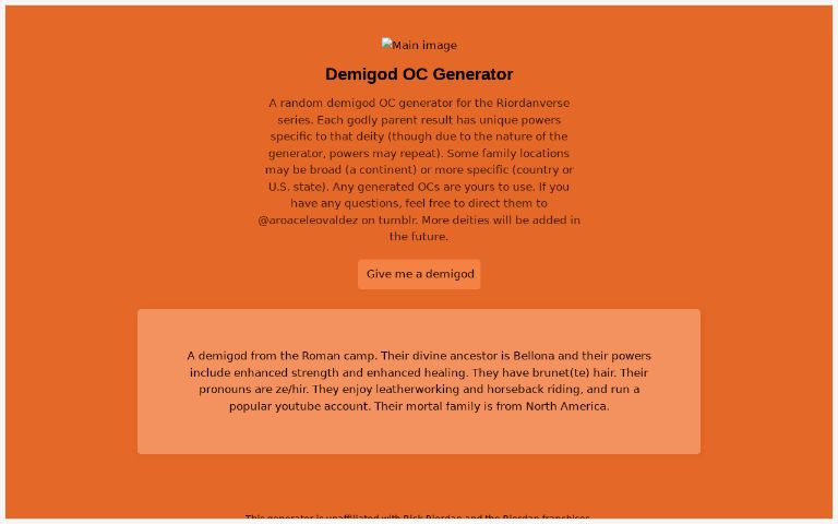 Demigod OC Generator