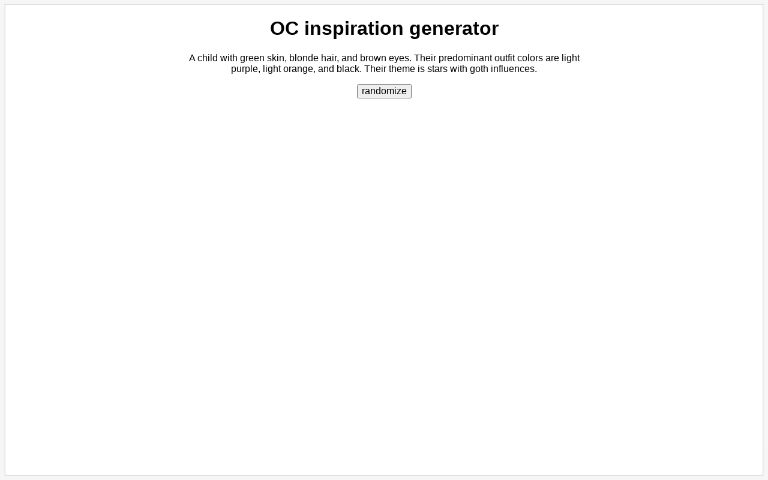 OC inspiration generator